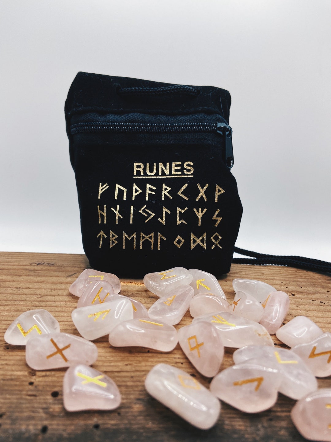 ROSE QUARTZ RUNES | Divination Viking Norse Mythology Reading Natural ...