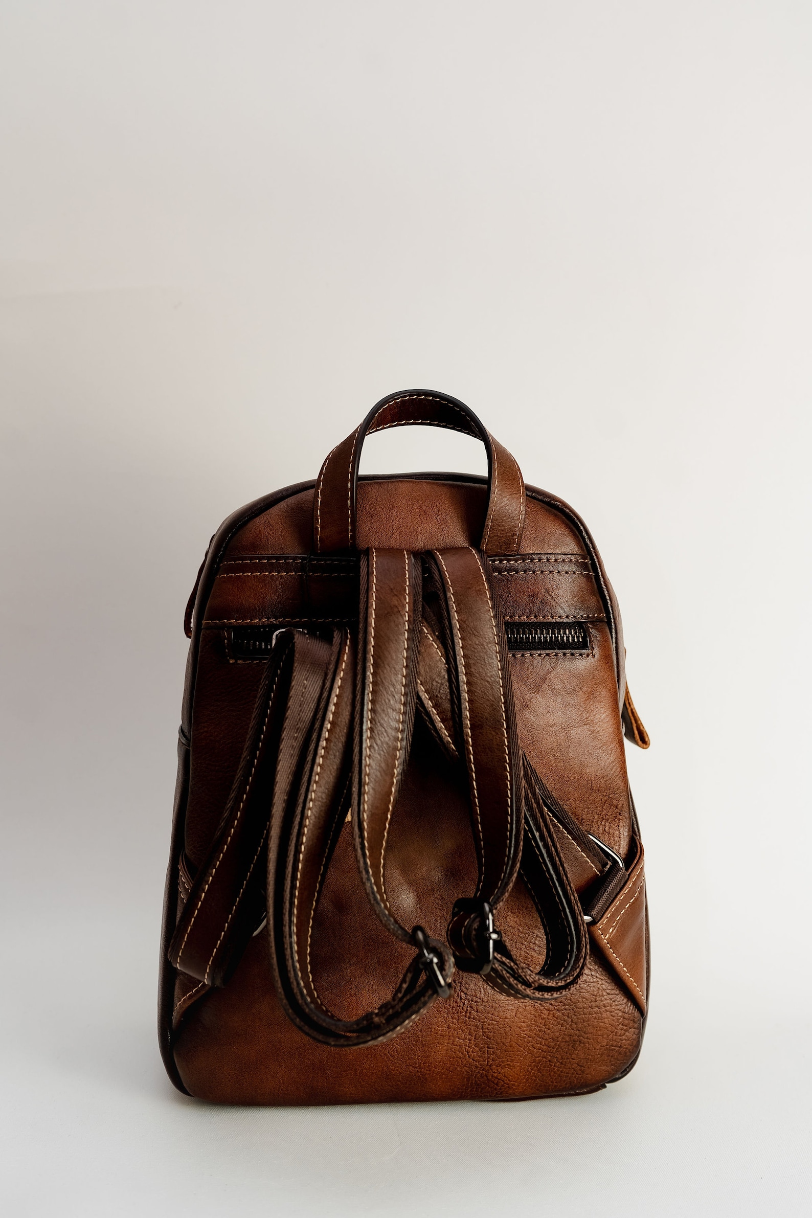 Artisan Carved Deer & Floral Leather Backpack Womens Brown Rucksack ...