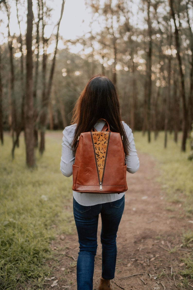 Handmade Leather Backpack for Women Vintage Aesthetic - Etsy