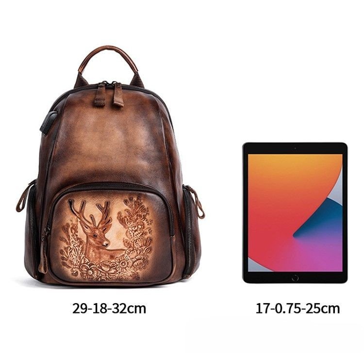 Royal Handmade Leather Backpack Large Capacity Vintage & Aesthetic ...