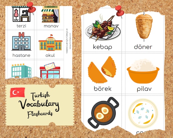 Turkish Vocabulary Flashcards A1 learn Turkish - Etsy