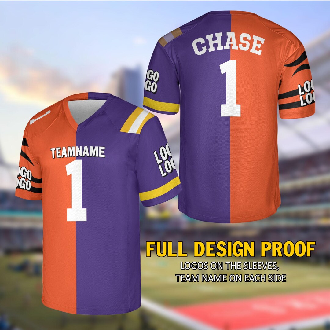 Chase Split Football Jersey, Chase 01 Two Football Team Jersey, Half ...