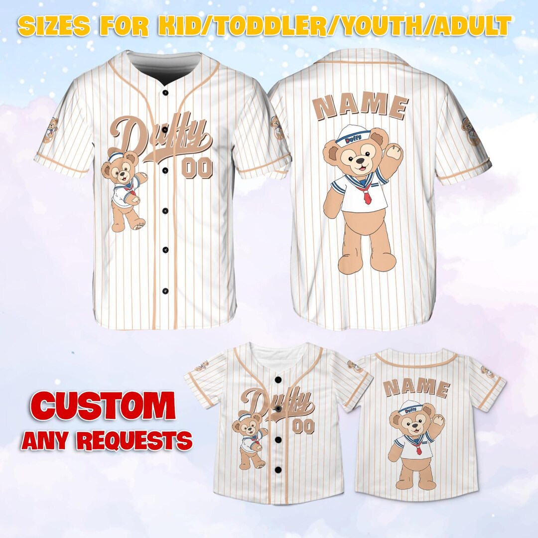 Duffy and Friends Duffy Baseball Jersey, Disney Duffy Characters Jersey ...