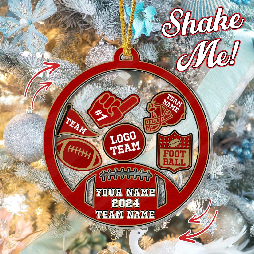 Custom Football Shaker Ornament, Sports Football Lover Tree Hanging ...