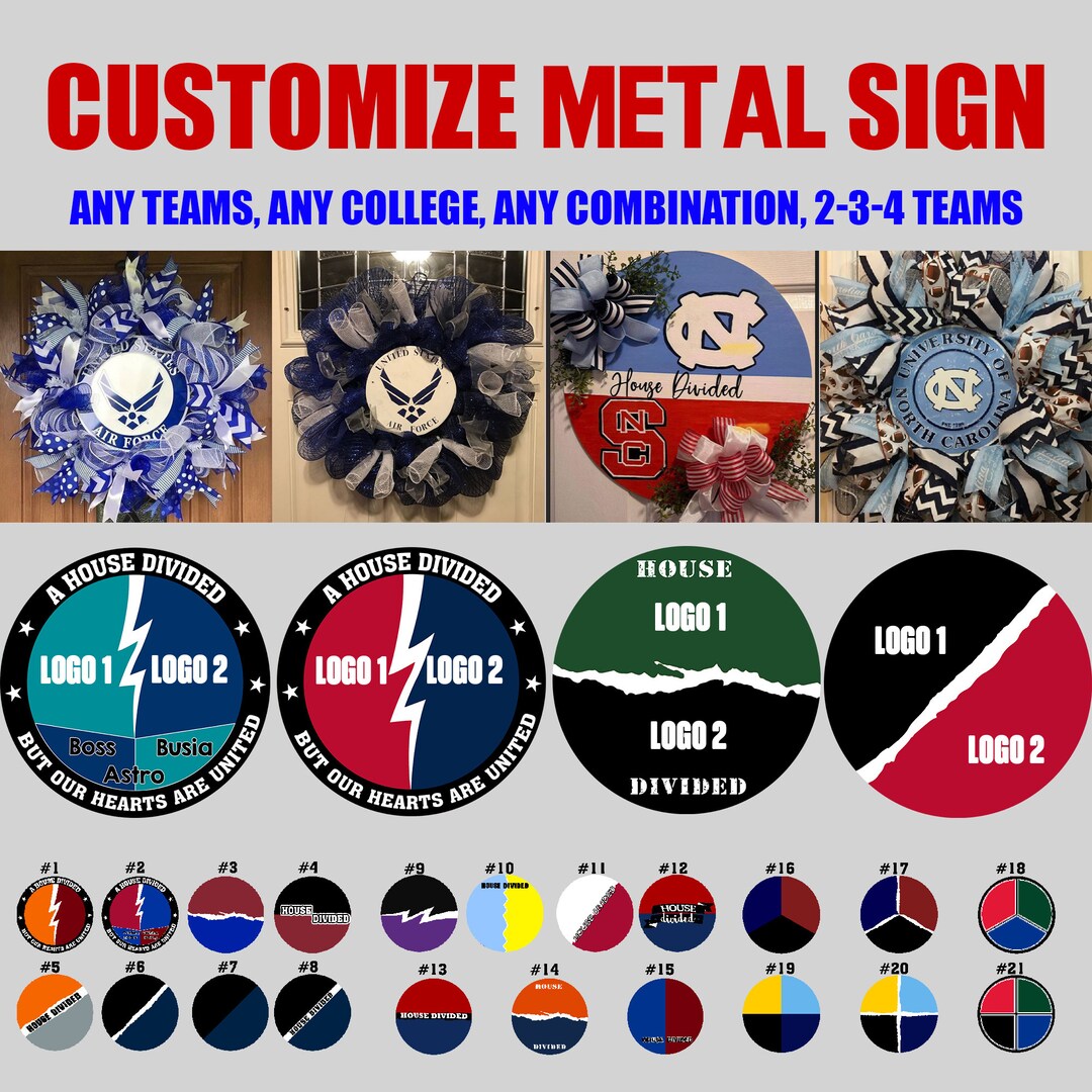 Football Team Door Sign, House Divided Metal Sign, Football Front Door ...