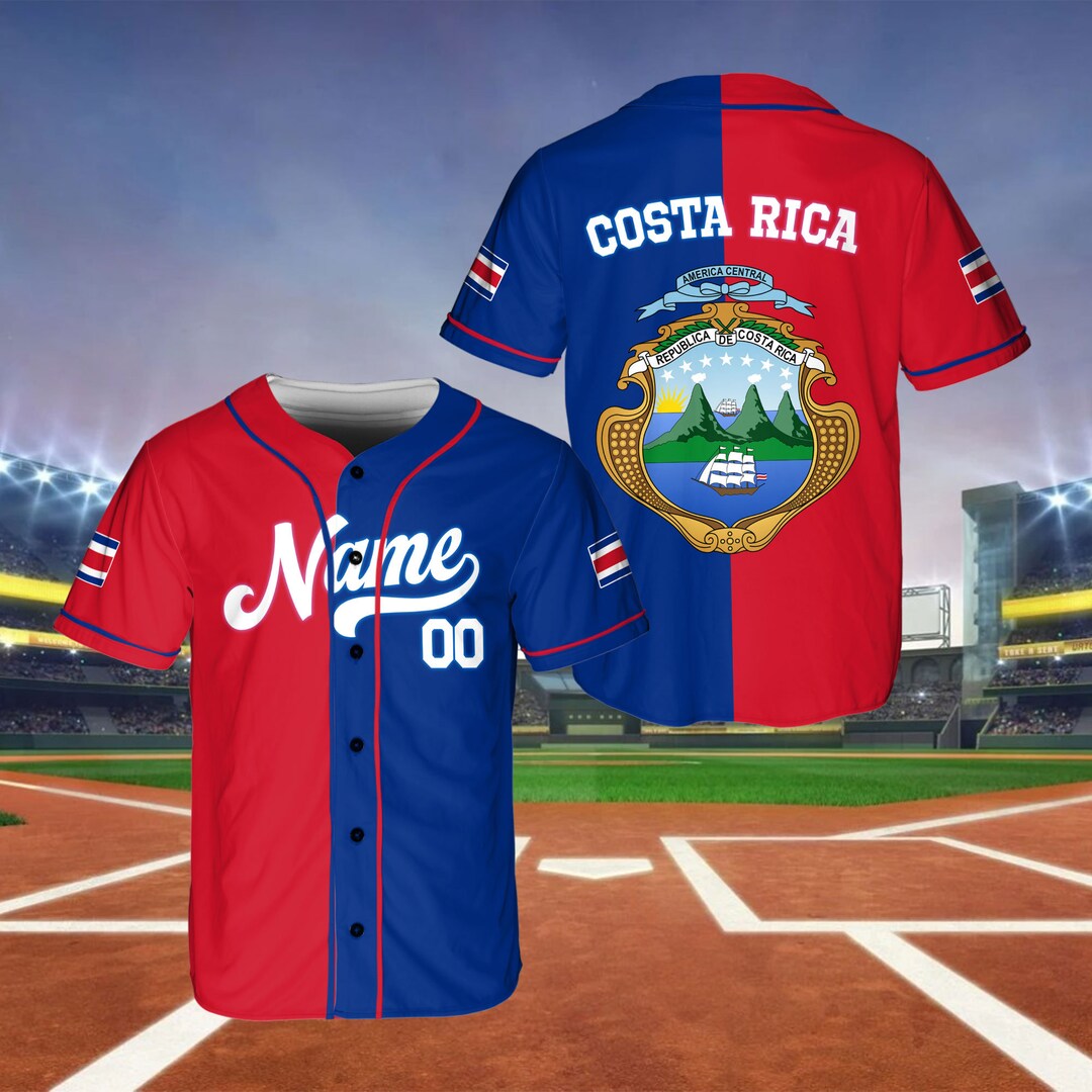 Custom Name and Number Baseball Jersey, Custom Costa Rica Baseball ...