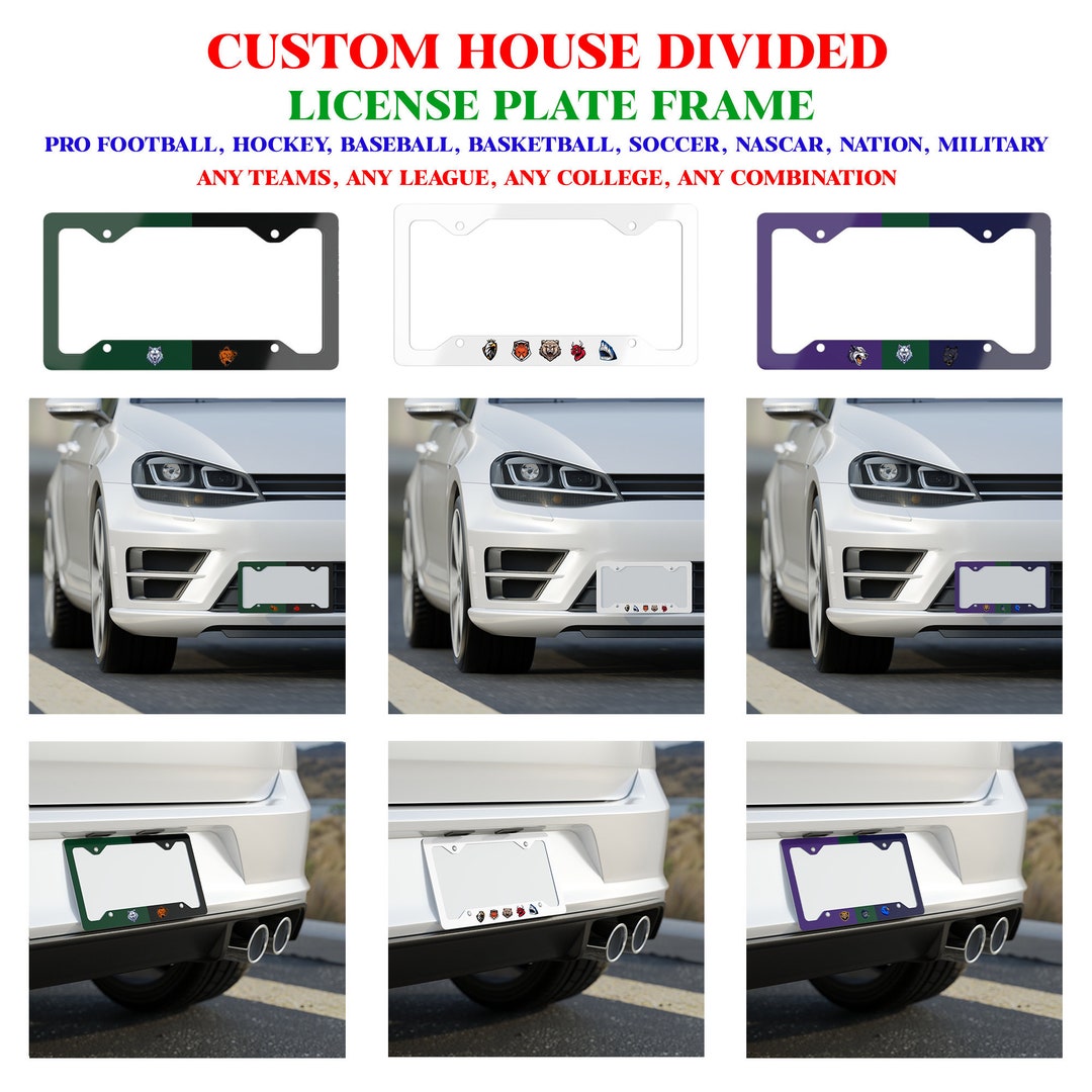 Customized House Divided License Plate Frame, Hockey Team Car License ...