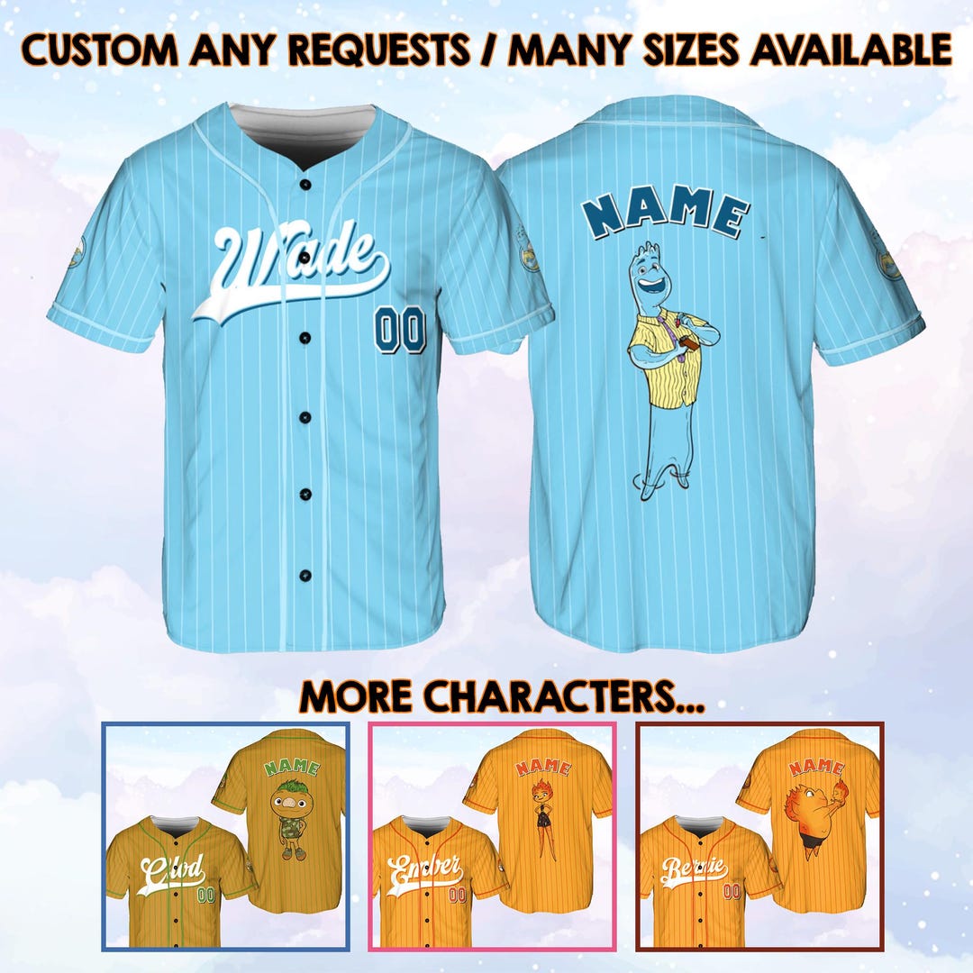 Custom Elementals Baseball Jersey, Disney Elementals Matching Shirt ...