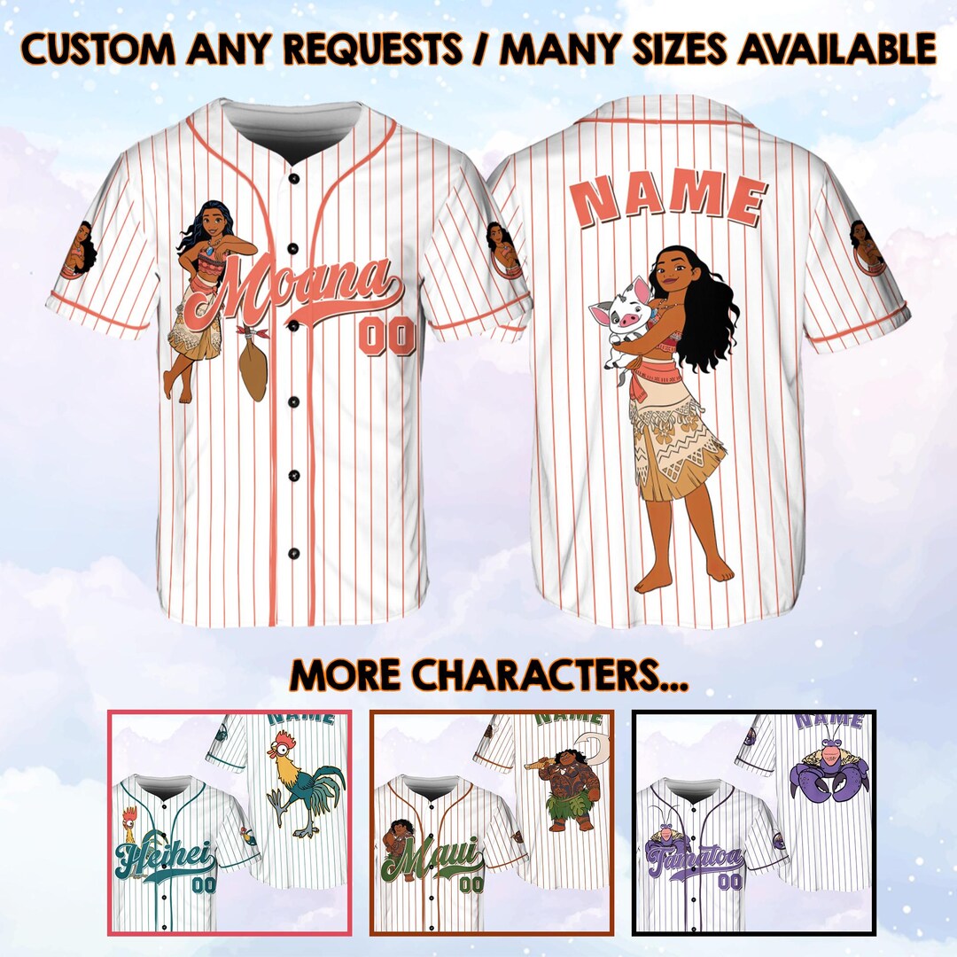 Princess Moana Movie Characters Jersey, Disney Moana 2 Striped Jersey ...