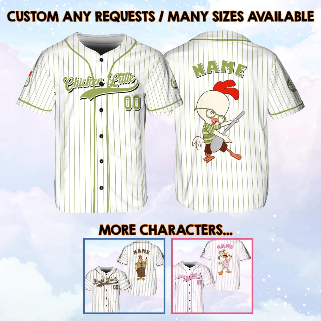 Custom Chicken Little Baseball Jersey, Disney Chicken Little Matching ...