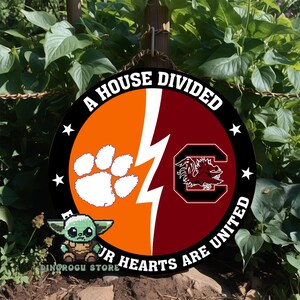 Football Team Door Sign, House Divided Metal Sign, Football Front Door ...