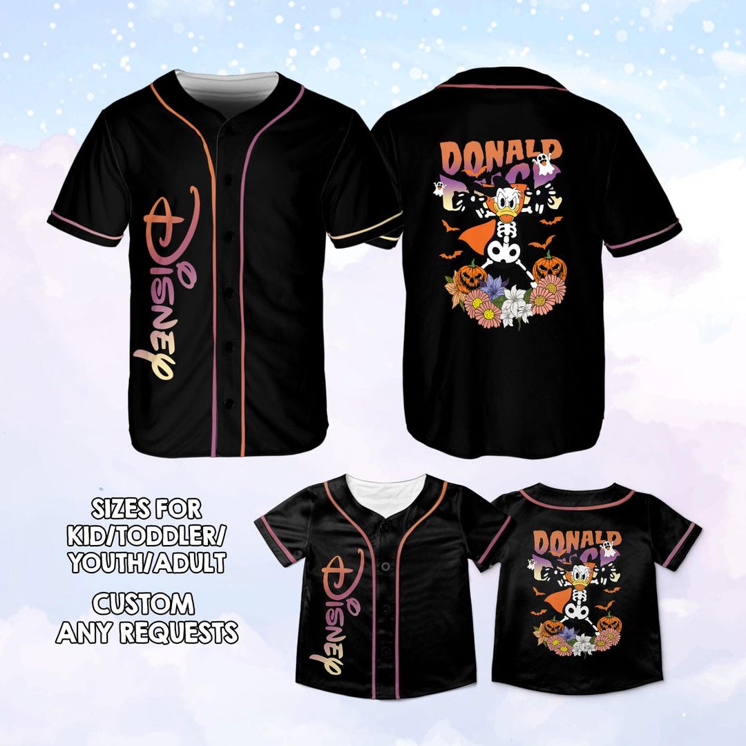 Custom Donald Skeleton Halloween Jersey, Donald Baseball Jersey Team ...