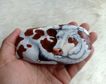 Painted Cow on Rock - Etsy