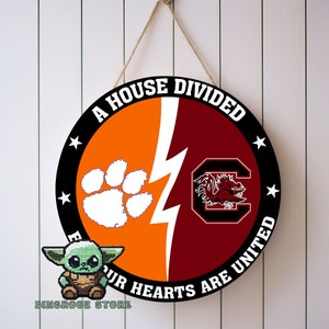 Football Team Door Sign, House Divided Metal Sign, Football Front Door ...