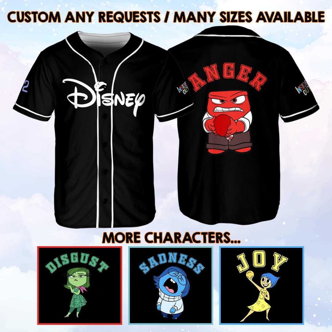 Inside Out Movie Baseball Jersey, Personalized Inside Out Character ...