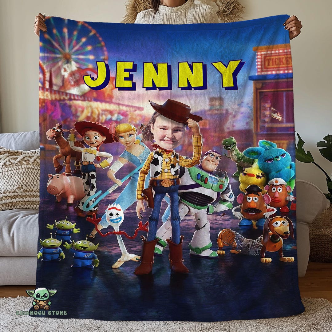 Custom Face Woody Blanket, Personalized Name Disney Woody Blanket, Toy ...