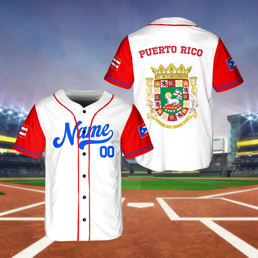 Personalized Puerto Rico Baseball Jersey, Custom Name Puerto Rico ...
