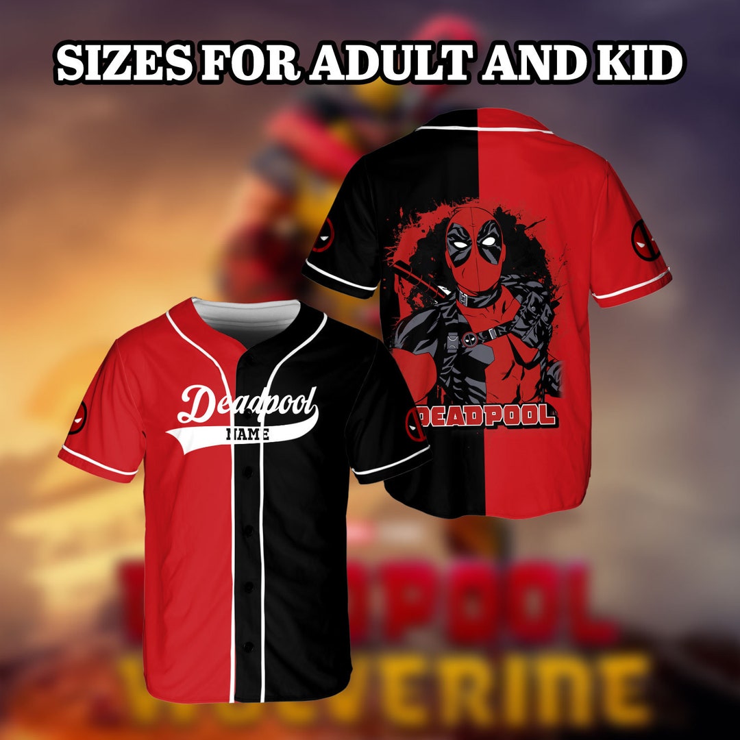 Deadpool Jersey Shirt, Superhero Baseball Team Outfit, Baseball Fan ...