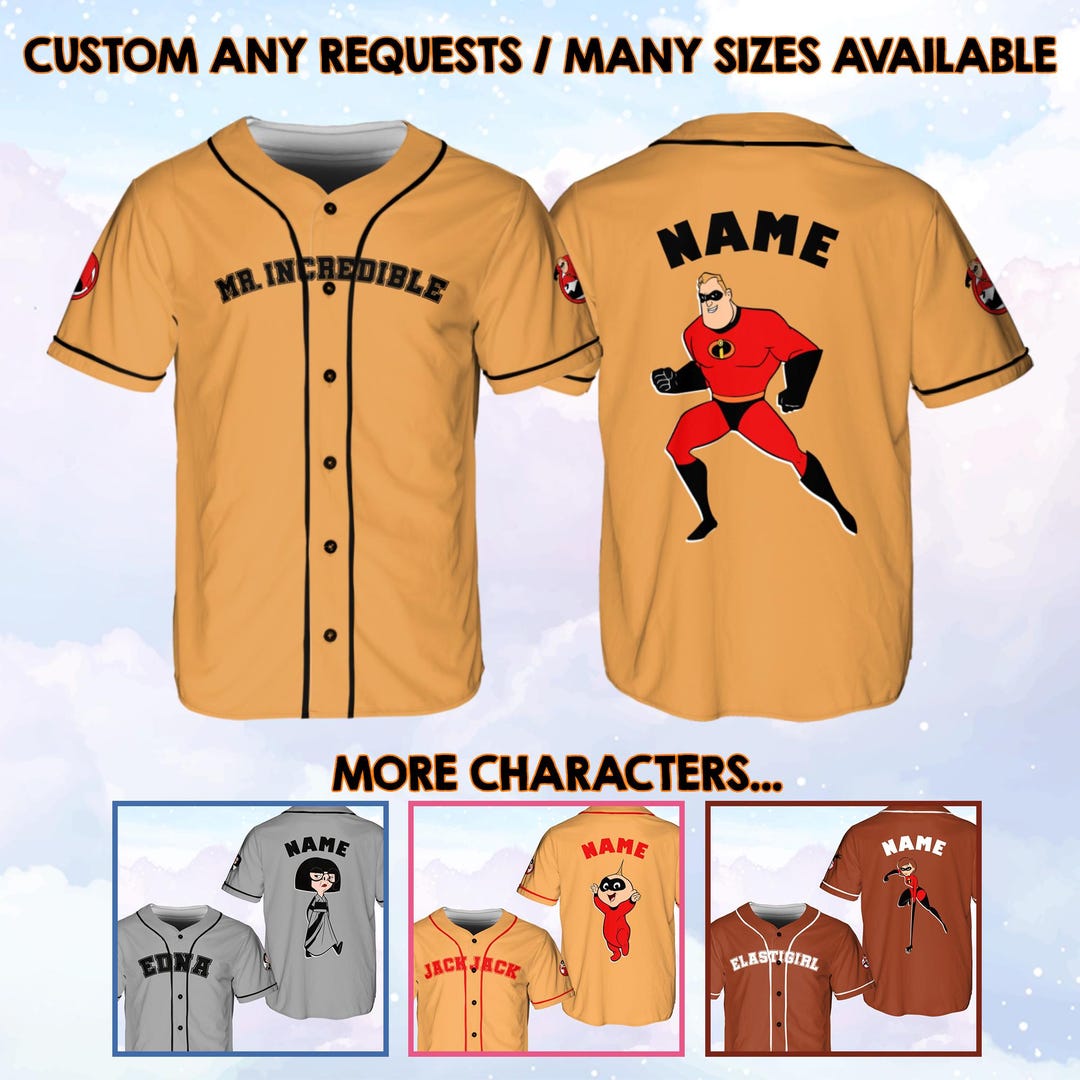 Custom Incredibles Baseball Jersey, Disney Incredibles Matching Shirt ...
