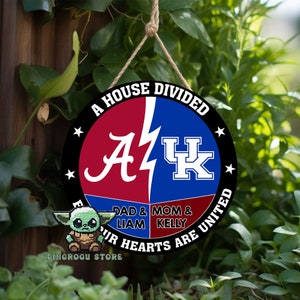 Football Team Door Sign, House Divided Metal Sign, Football Front Door ...