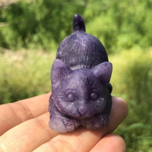 Amethyst Crystal Cat, Natural Crystal Carving Cat, Amethyst Cat ...