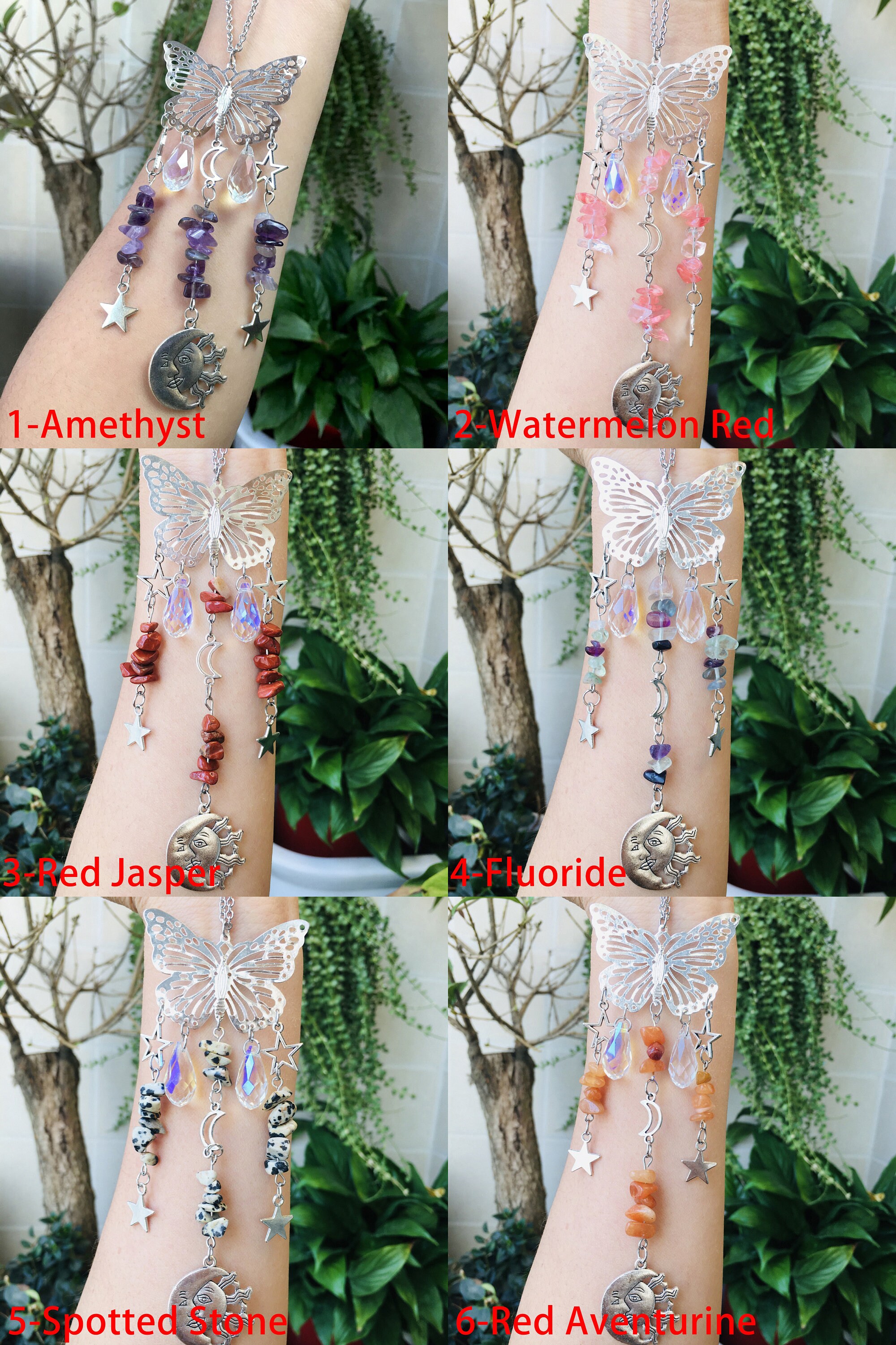 Butterfly Sun Moon Suncatcher Crystal Ball Wind Chime Gem - Etsy