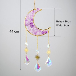Amethyst Suncatcher, Moon Wind Chime, Aurora Gemstone Suncatcher ...