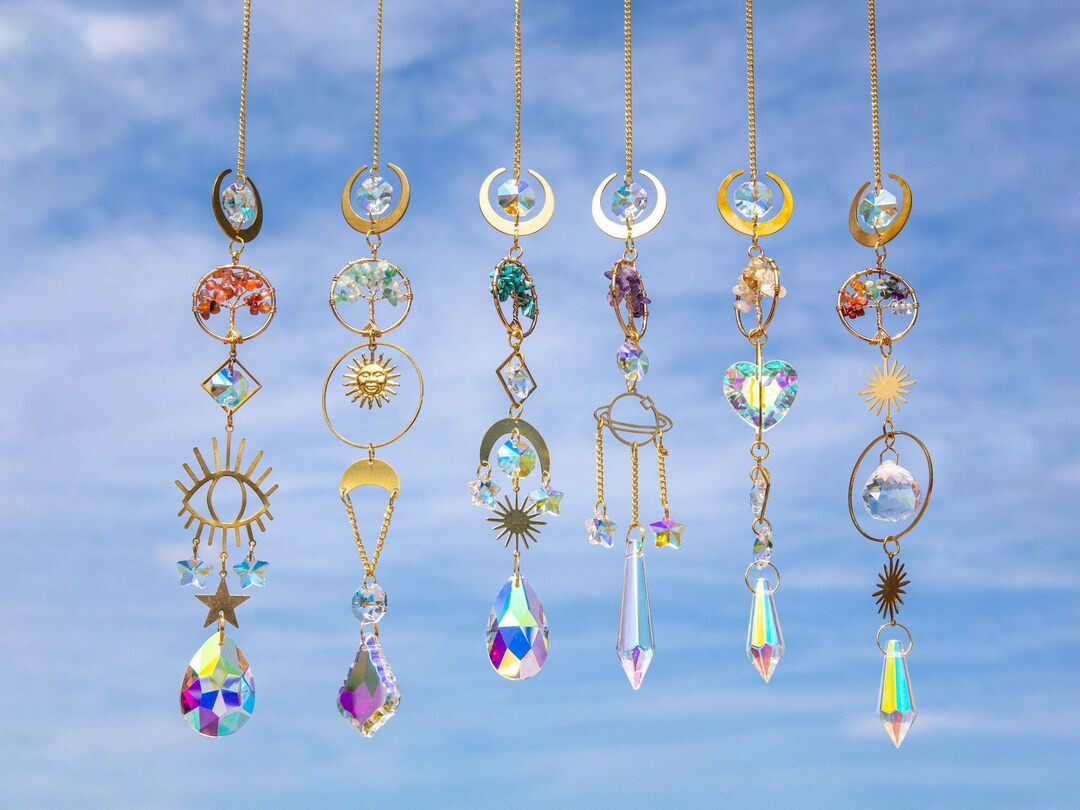 Life Tree Crystal Suncatcher, Pink Crystal Sun Catcher, Crystal Heart ...