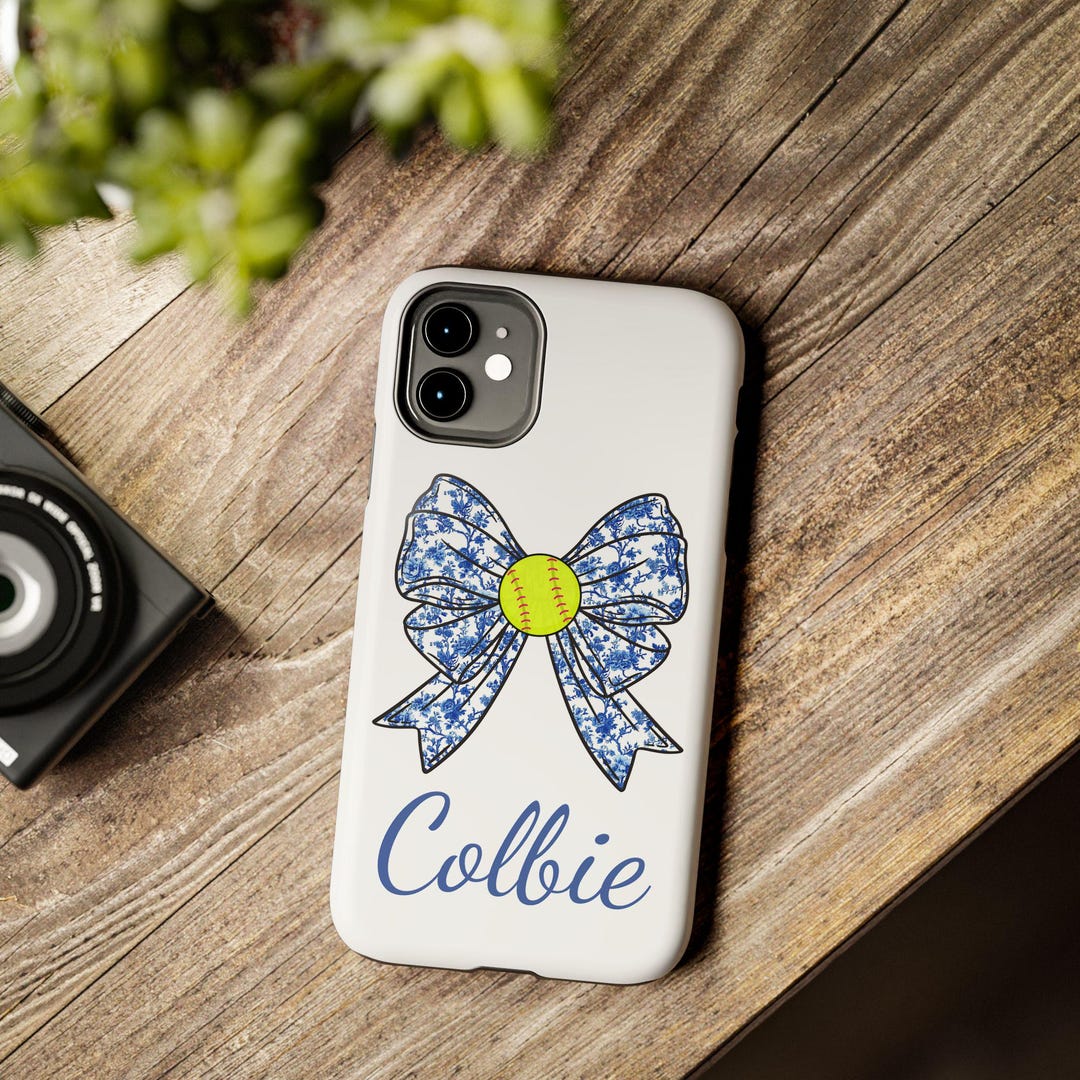Personalized Softball and Bows Sport Phone Case, Coquette Softball ...