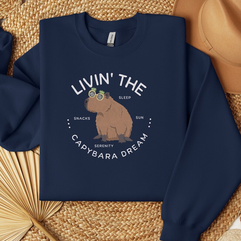 Capybara, Capybara Custom Sweatshirt, Capybara Shirt, Livin’ the Dream ...