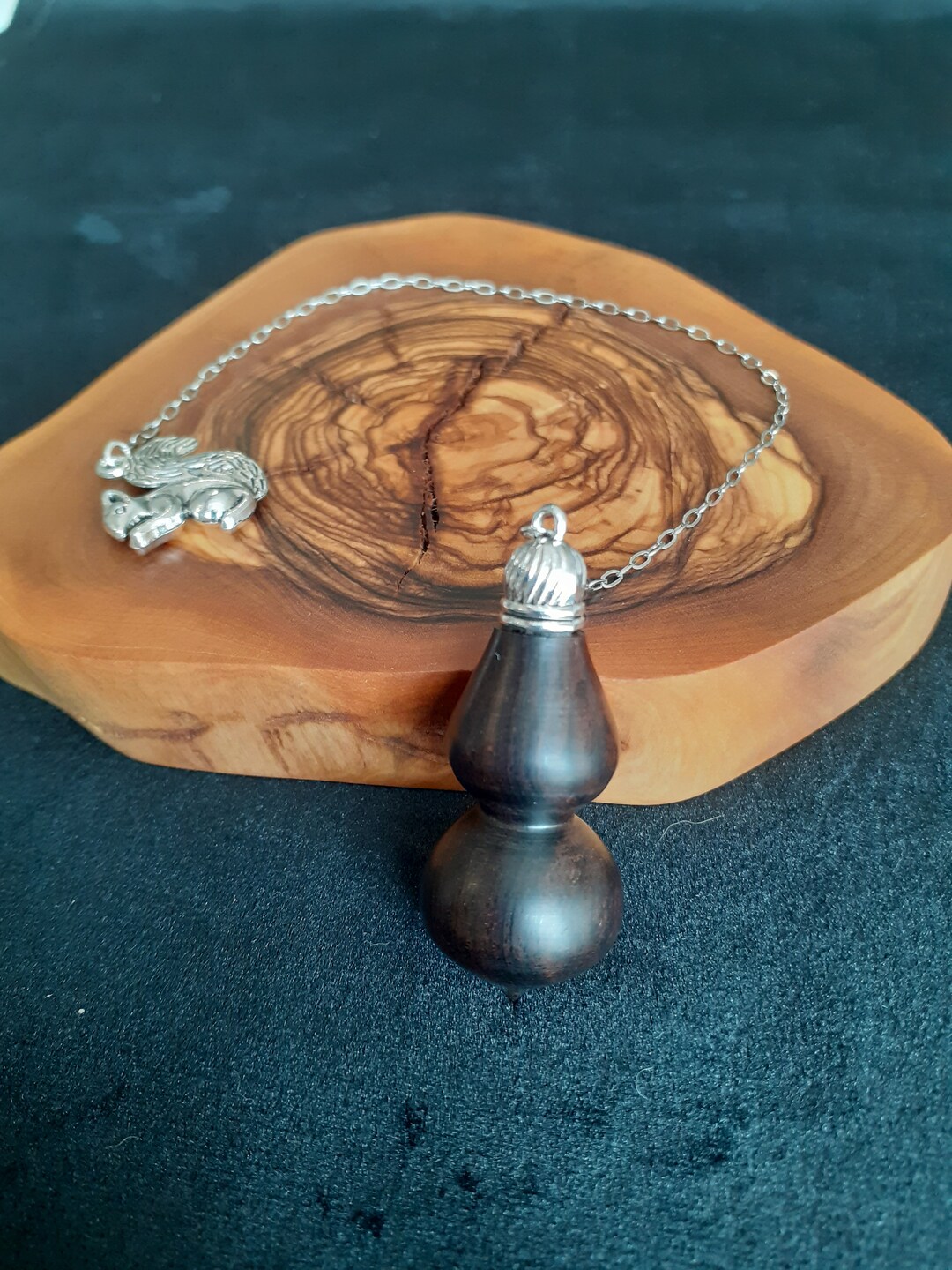 Dowsing Clock Made of Ebony Wood From Mozambique Squirrel Charm - Etsy