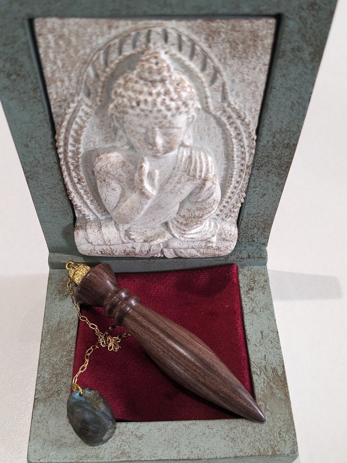 Dowsing Pendulum in Cocus Wood west Indian Ebony, Labradorite Charm ...