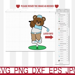 Golf Svg, Golfing Svg, Golf Bear Svg, Golfing Bear, Golfer Bear, Golf ...