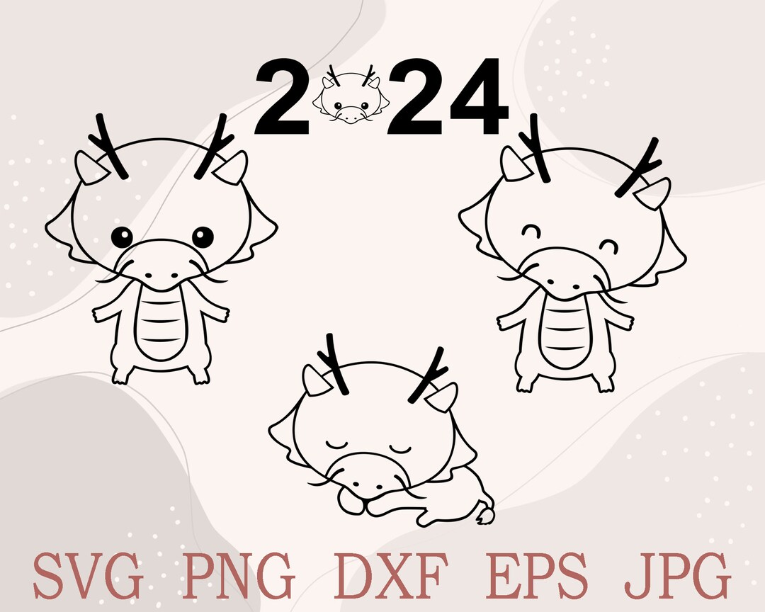 Chinese Dragon Svg, Outlined Svg, 2024 Dragon Svg, Cute Dragon Svg ...