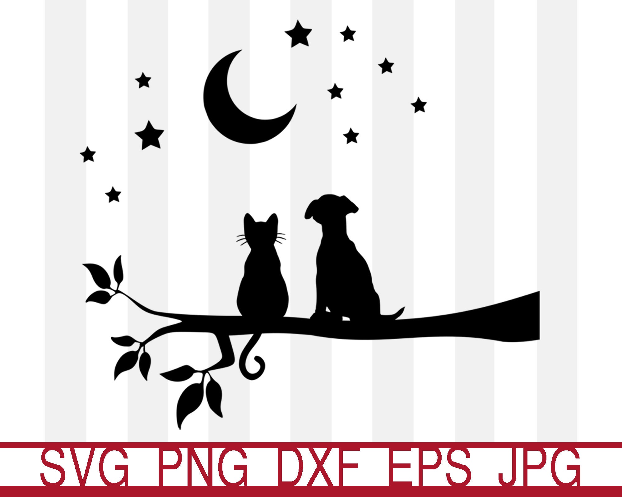 Dog and Cat Svg Dog and Cat on Tree Branch Cat Dog Svg Dog - Etsy