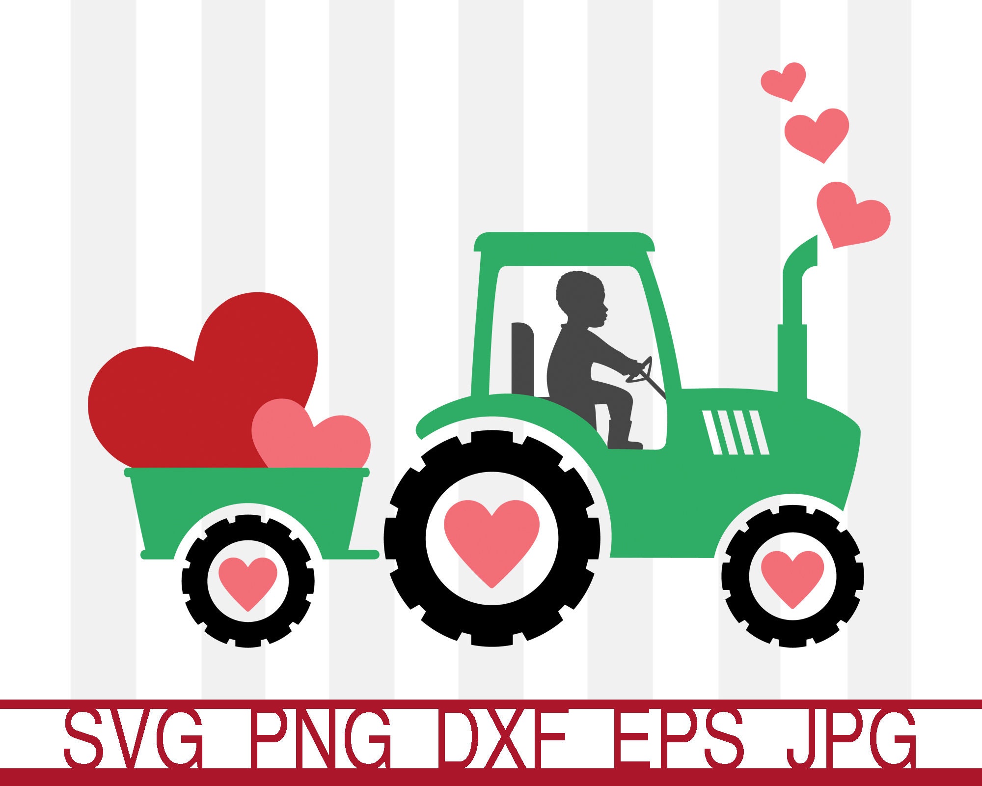 Valentine Tractor Svg Tractor With Hearts Svg Boy Driving - Etsy