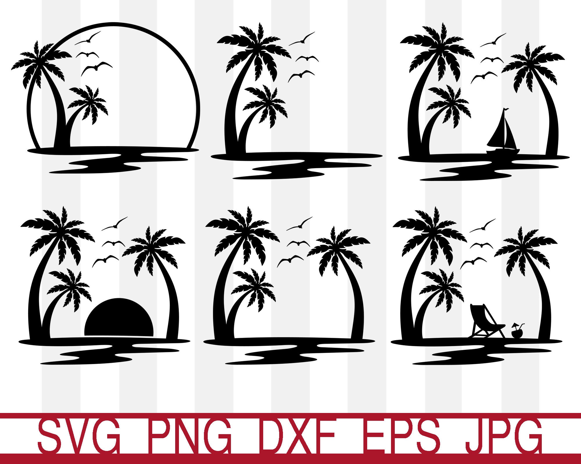 Sunset Beach Svg Beach Svg Tropical Svg Vacation Svg Beach - Etsy