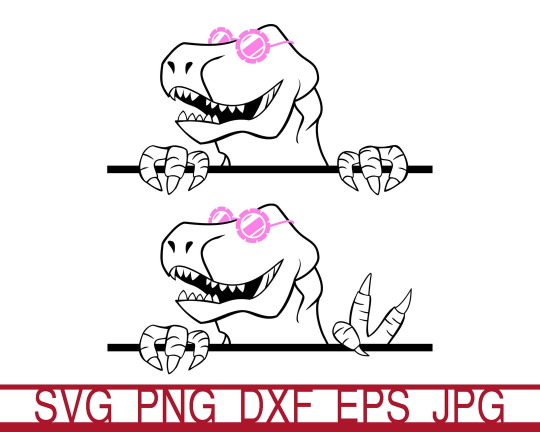 Dinosaur Peeking Svg, T Rex in Sunglasses, Cool Dino in Sunglasses ...
