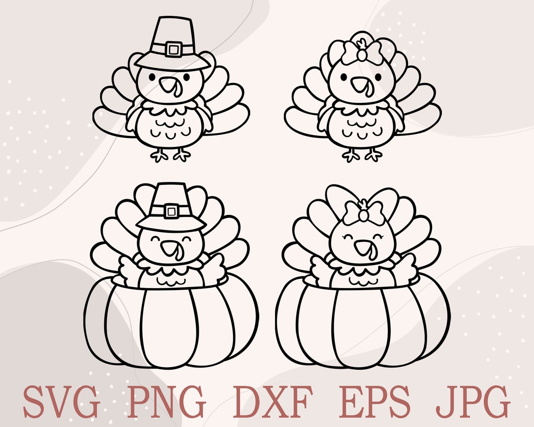 Fall Thanksgiving Turkey SVG, Cute Turkey Svg, Outline Turkey, Baby ...