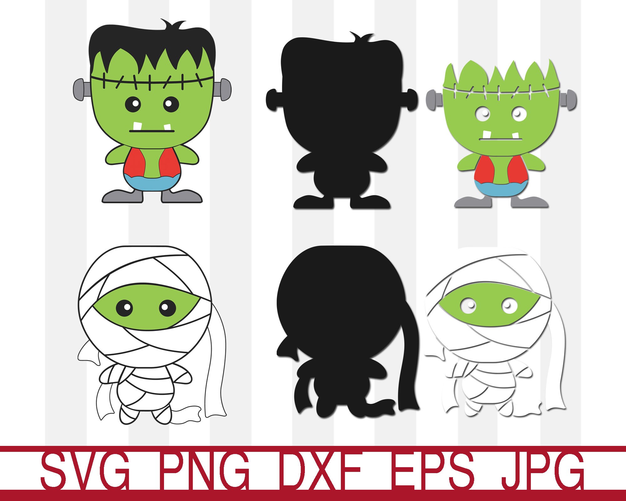 Halloween Monsters Svg Witch Pumpkin Monster Mummy - Etsy