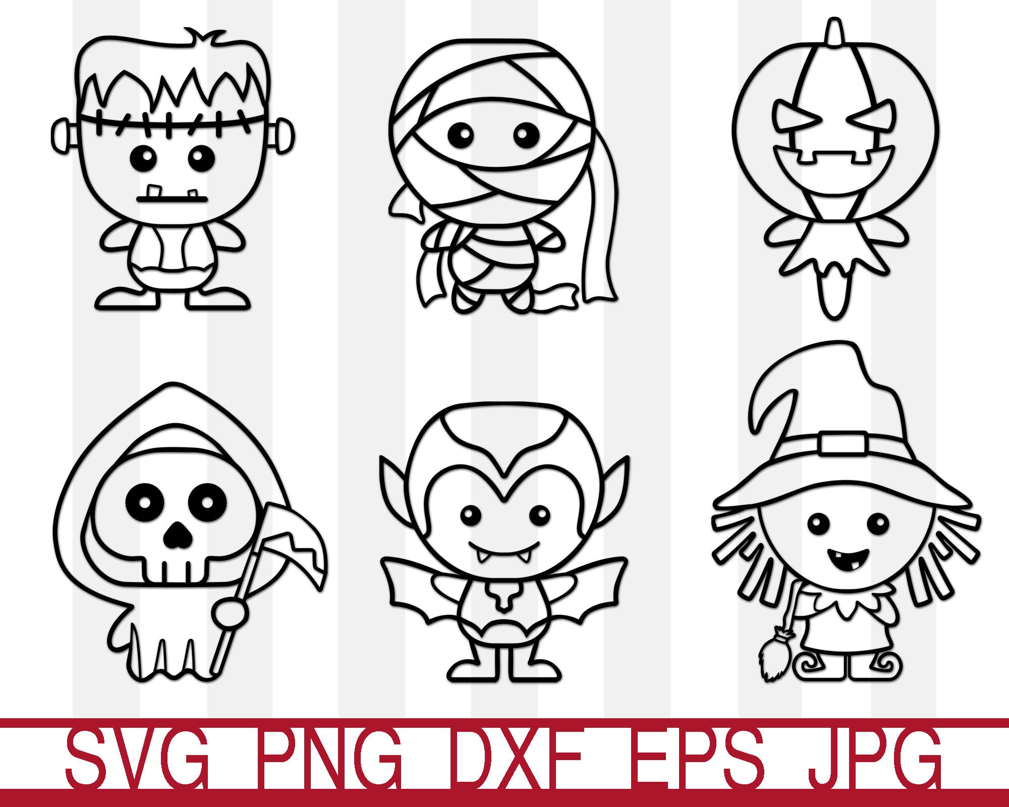 Halloween Monsters Svg Witch Pumpkin Monster Mummy - Etsy