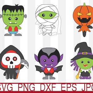 Halloween Monsters Svg, Witch, Pumpkin Monster, Mummy, Vampire, Reaper ...