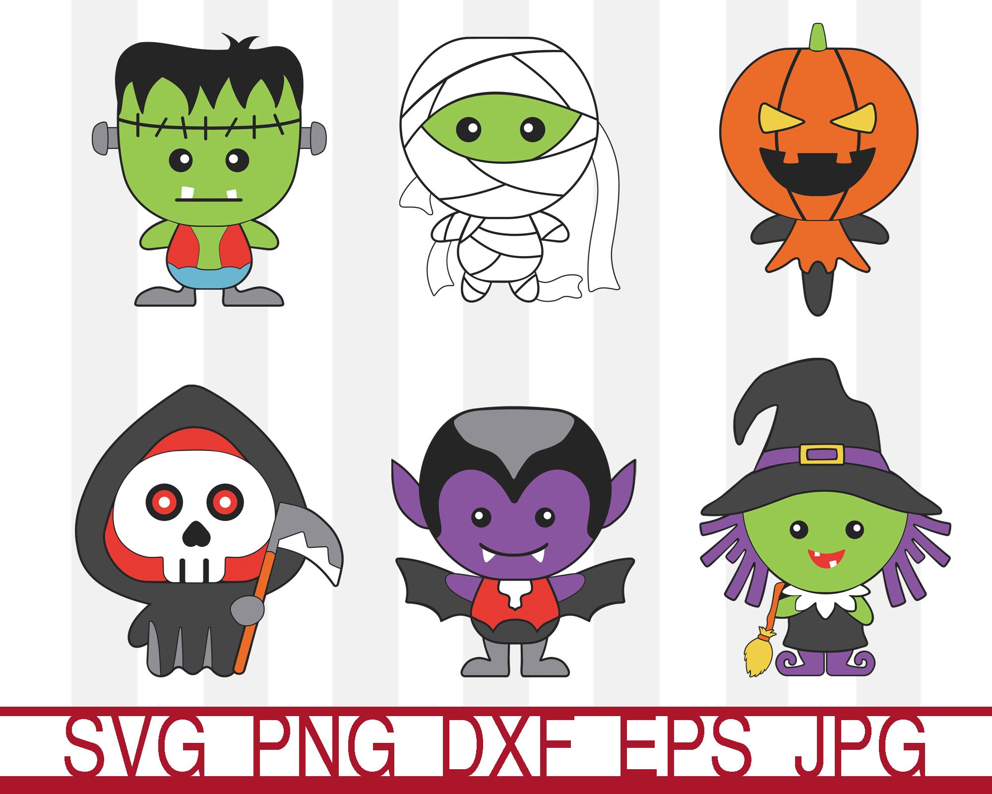 Halloween Monsters Svg Witch Pumpkin Monster Mummy - Etsy
