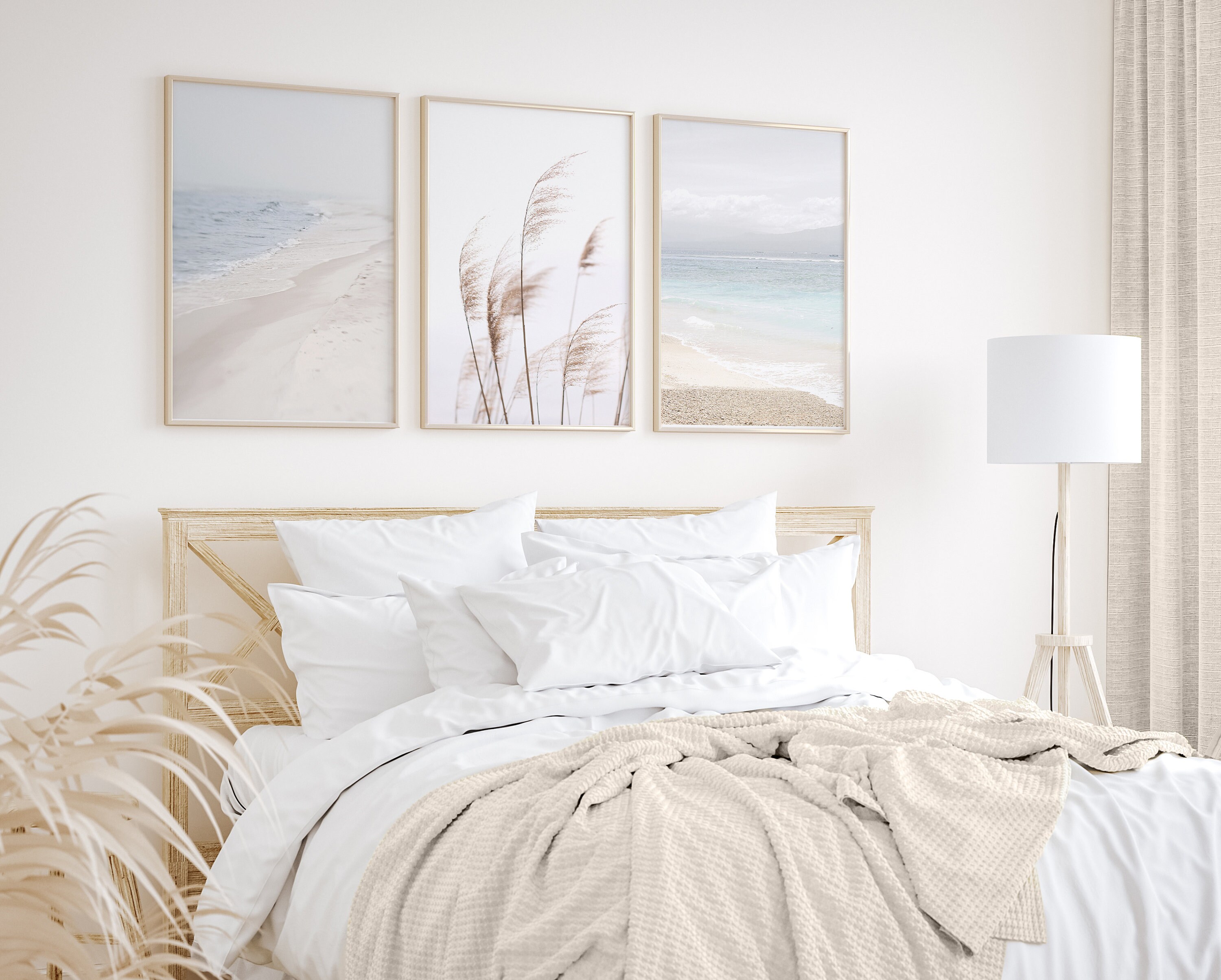 Set of 3 Prints, Neutral Wall Art Printable, Minimalist Wall Art, Beach ...