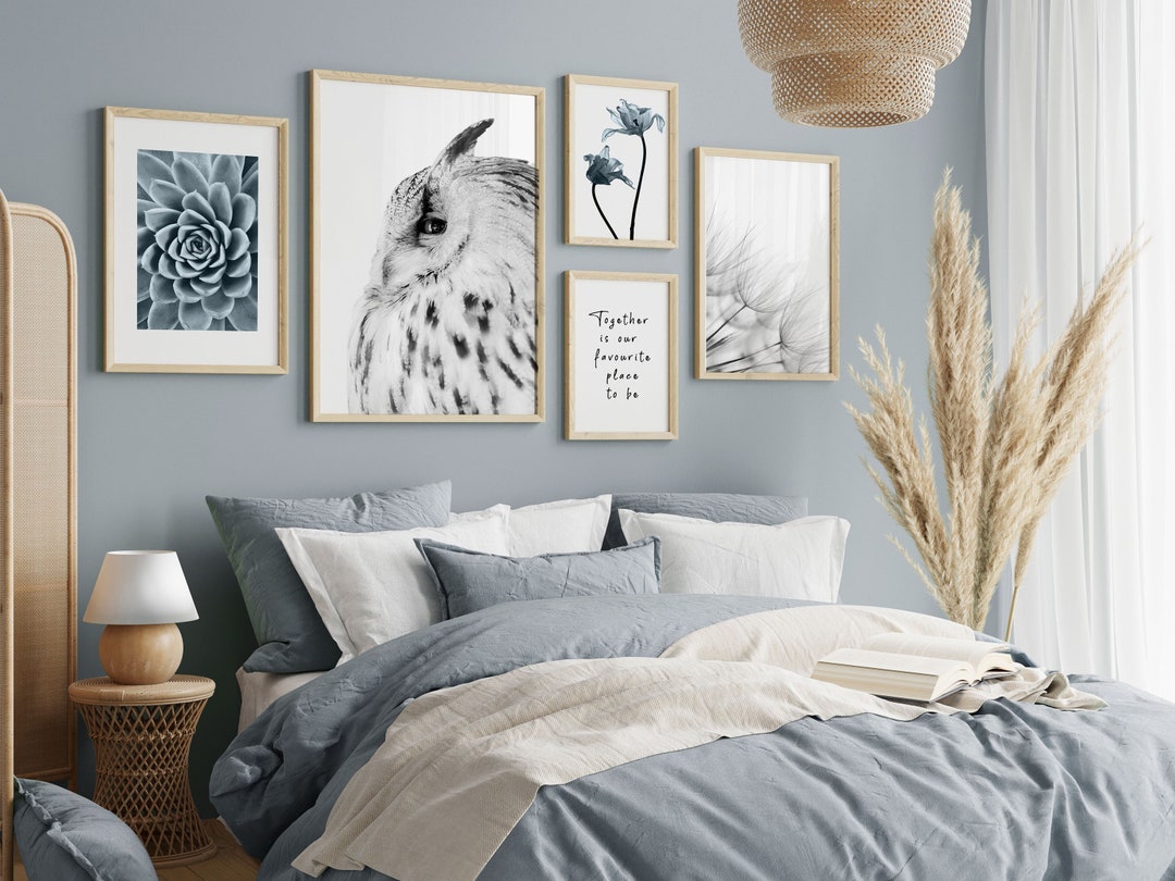 Blue Gallery Wall Set, Nordic Art, Minimalist Wall Art, Blue Succulent ...