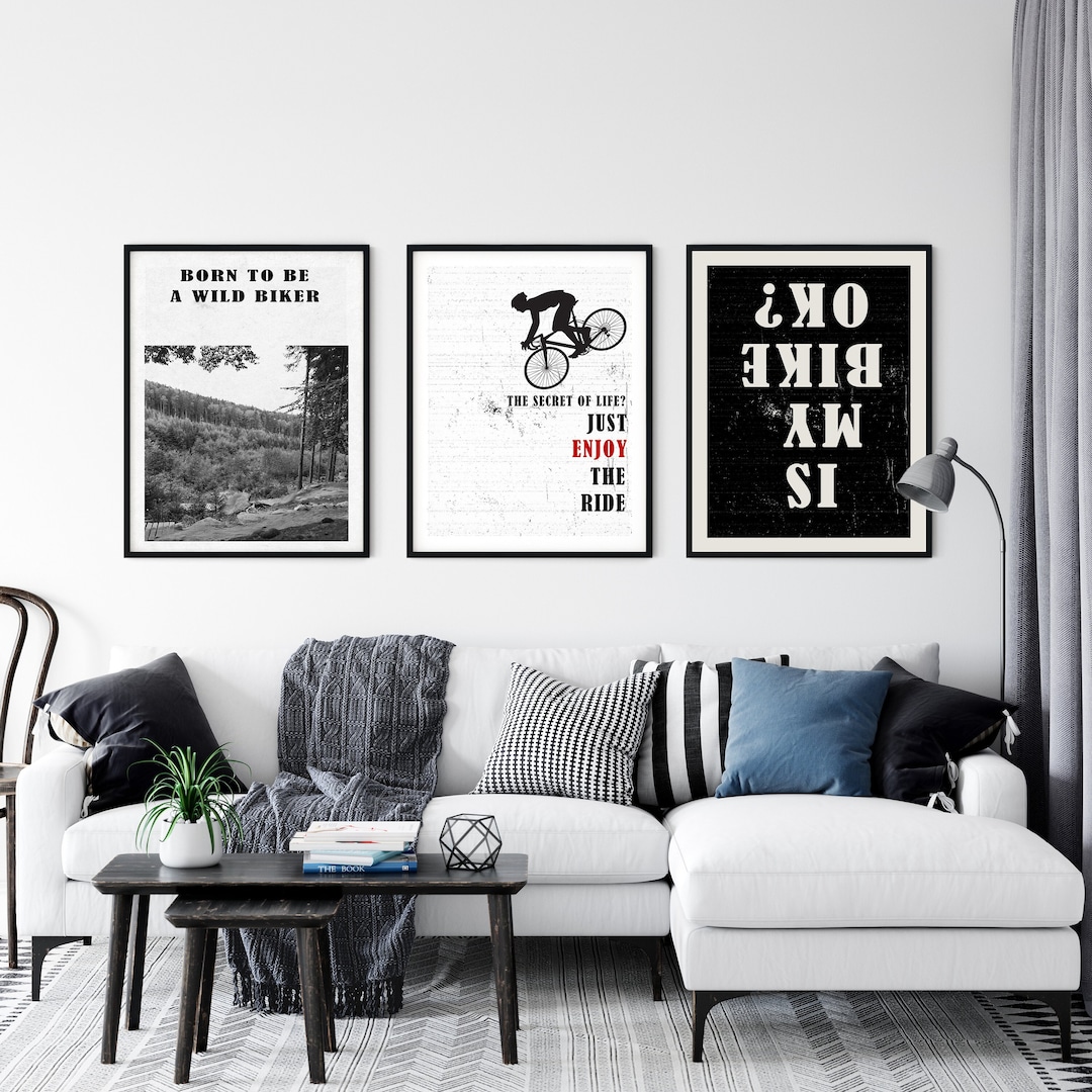 Mountain Bike Art, Cycling Posters Set, Bike Print, Cycling Wall Art ...