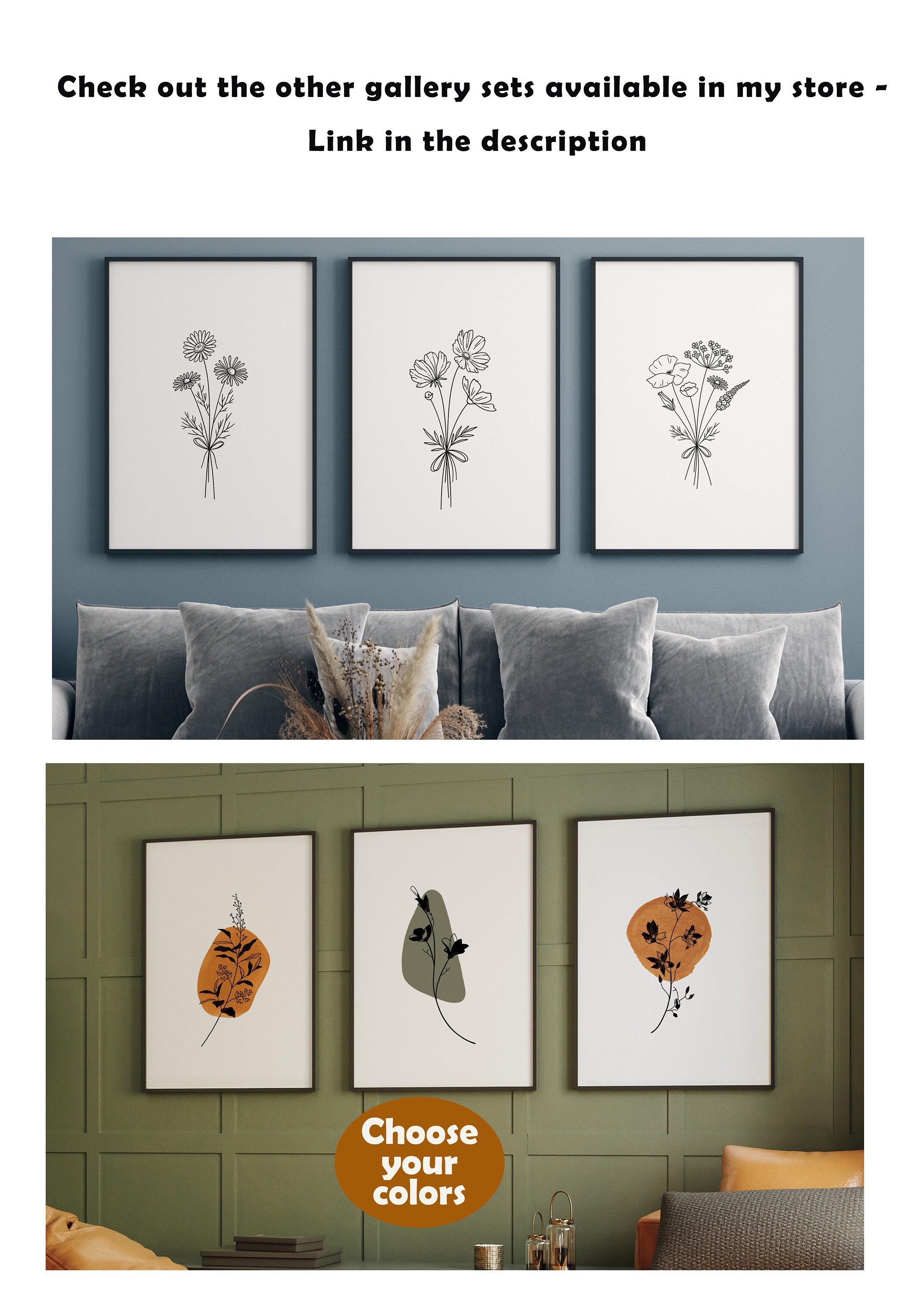 Watercolor Flowers Set Boho Decor Botanical Prints Plant | Etsy