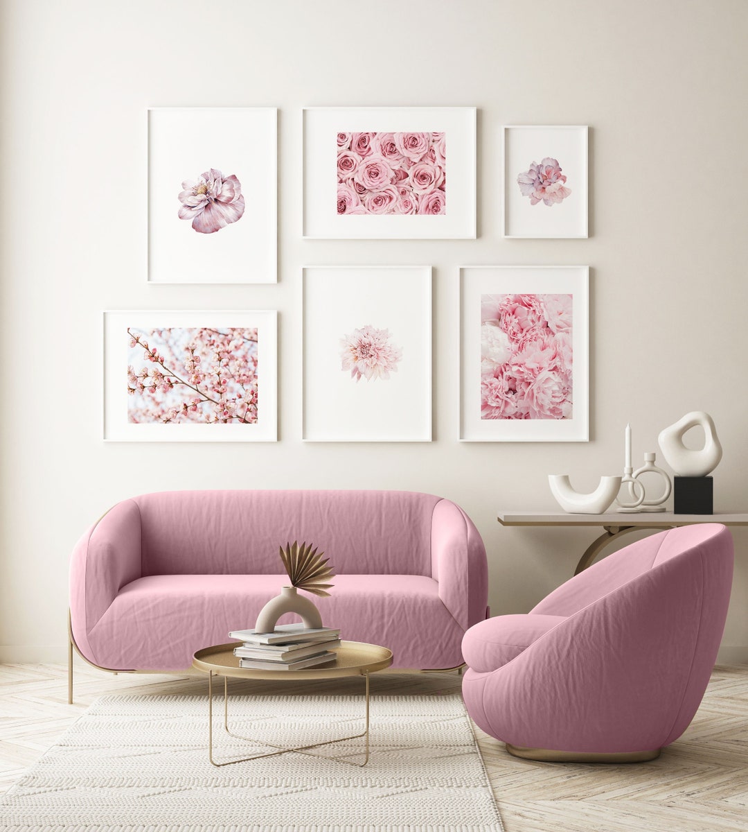 Pink Wall Decor, Gallery Wall Set, Pink Wall Art, Printable Wall Art ...