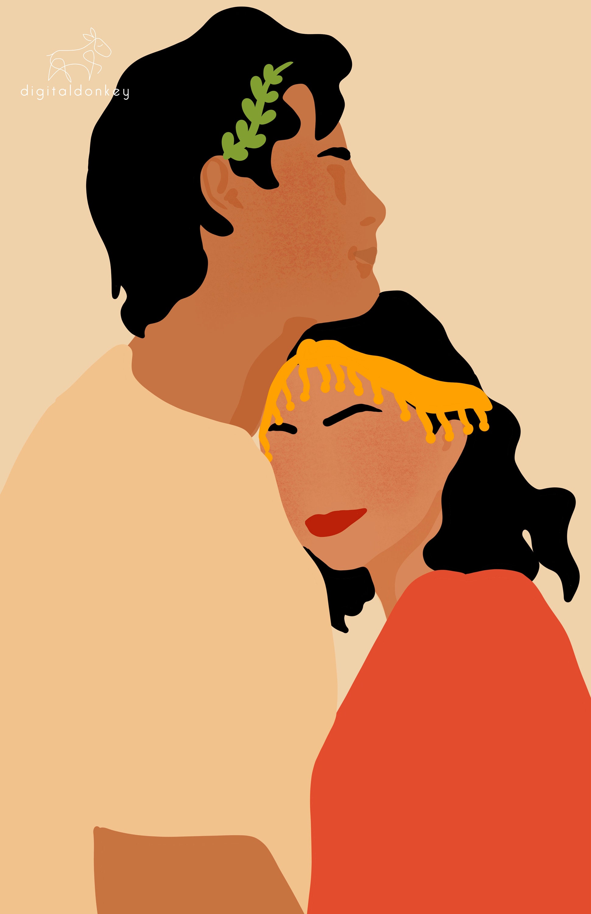 Paris & Helen of Troy Illustration Print, Digital Art, Greek Mythology ...