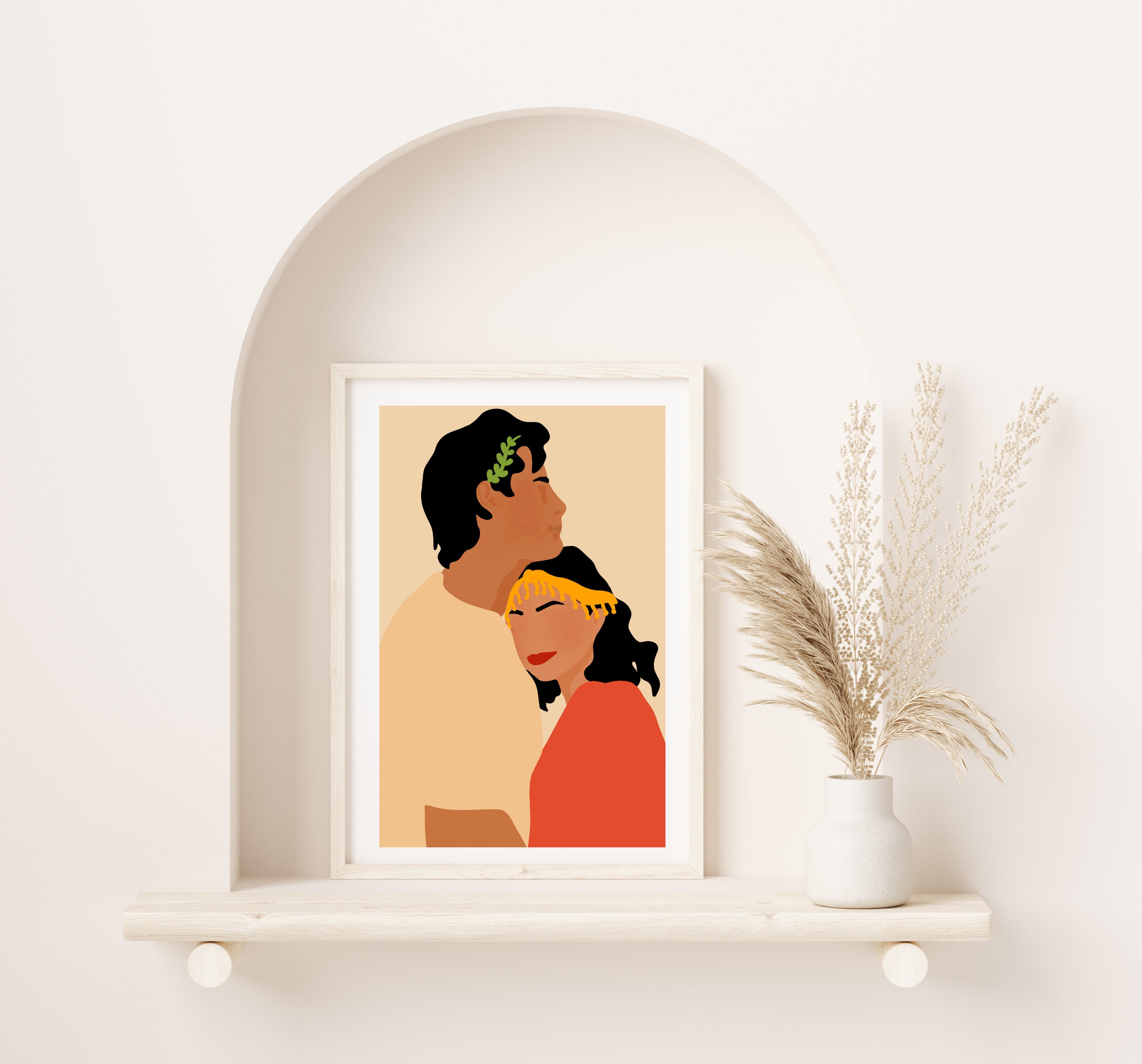 Paris & Helen of Troy Illustration Print, Digital Art, Greek Mythology ...